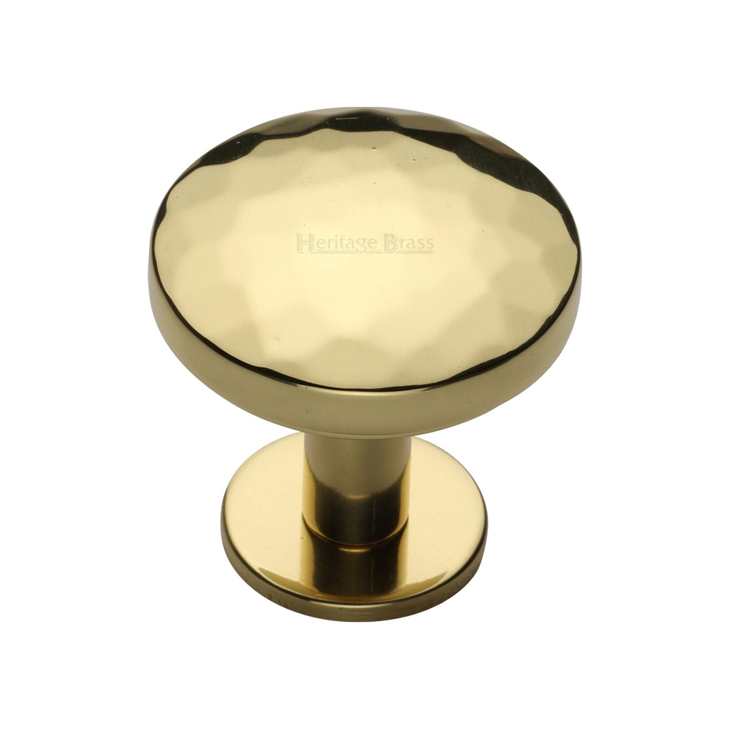Heritage Brass Cabinet Knob Round Hammered Design with Rose 32mm Polis