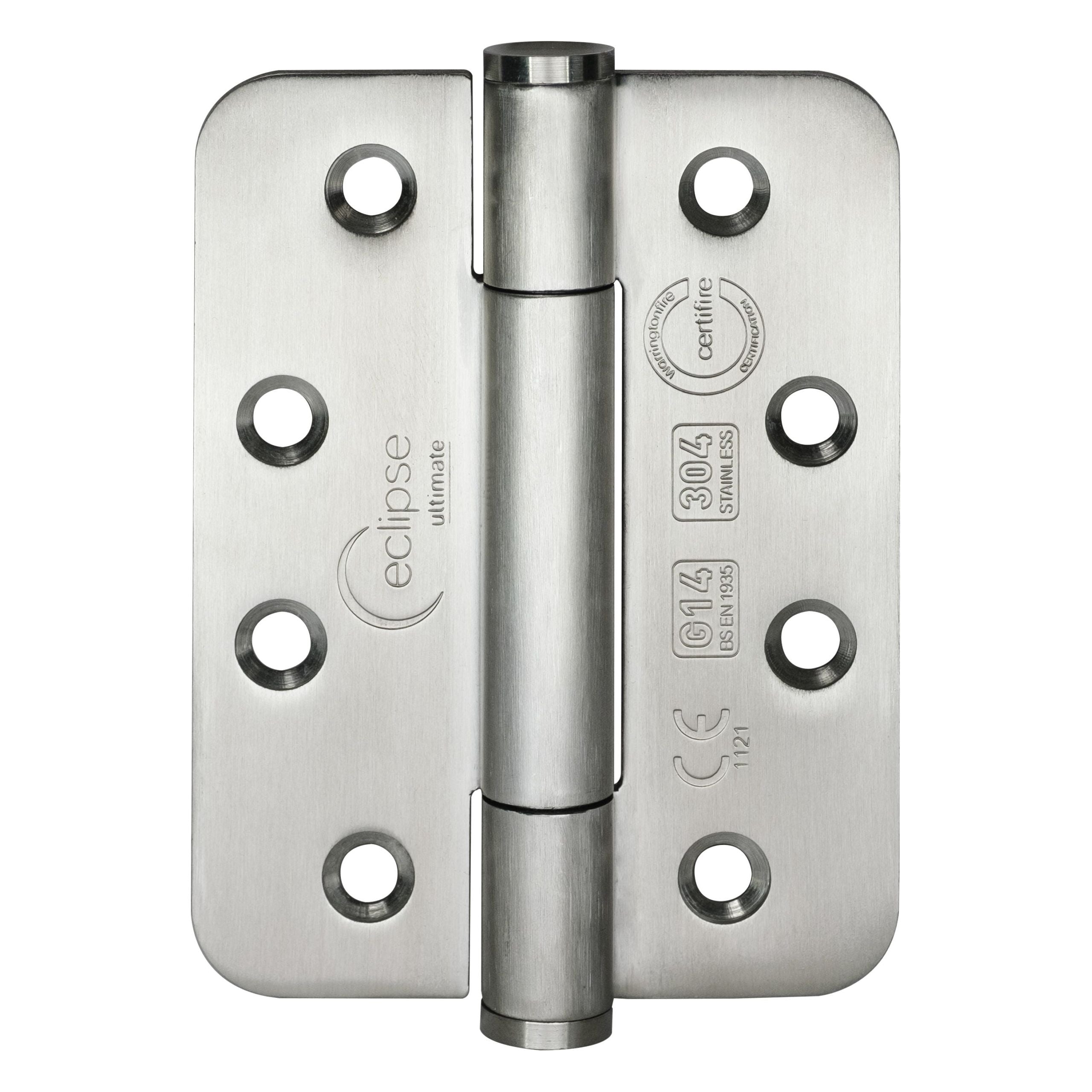 Eclipse - 4x3" Grade 14 Radius Concealed Bearing Hinge - Satin Stainle