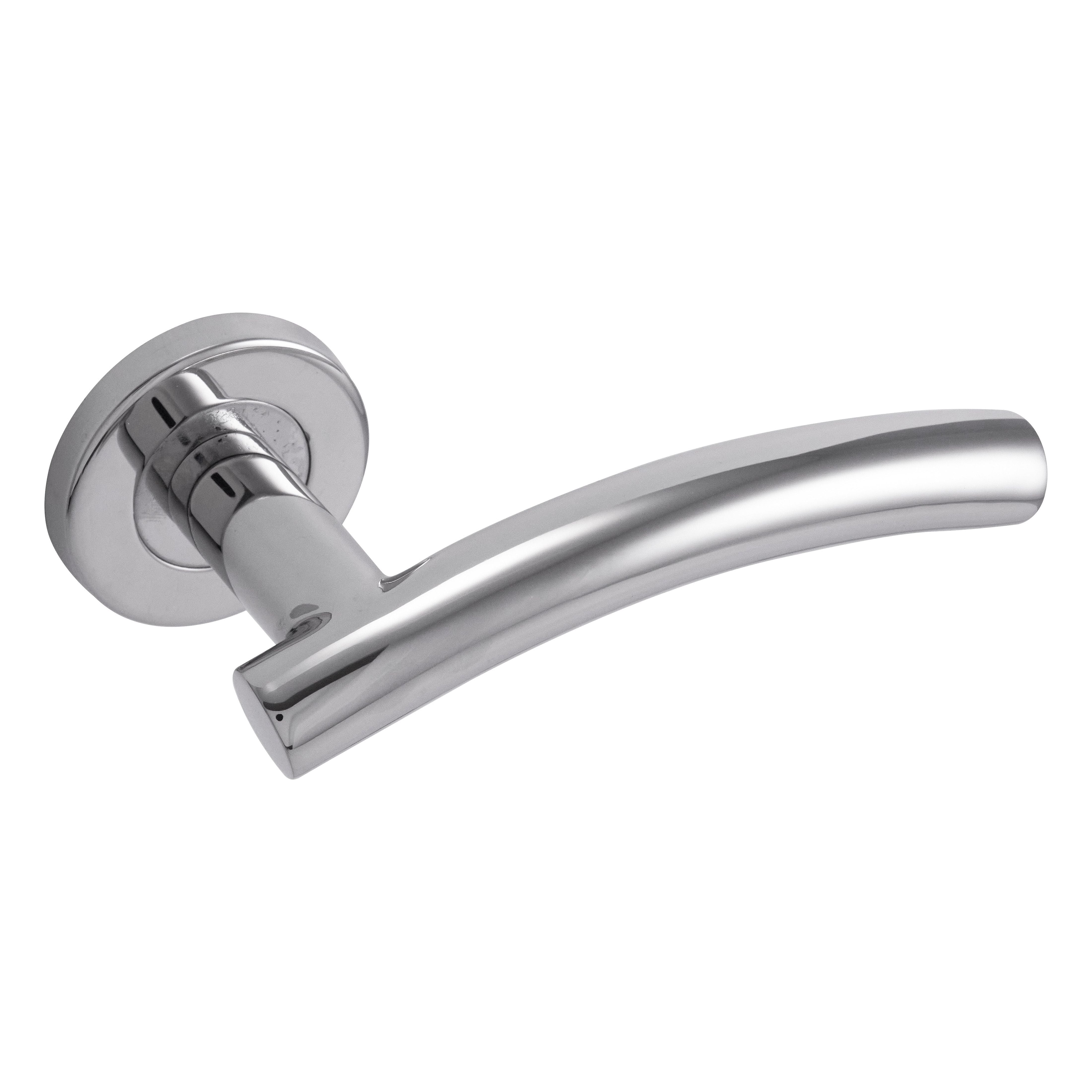 Eclipse - 19mm Arched Lever Door Handle On Rose Set - Polished Stainle