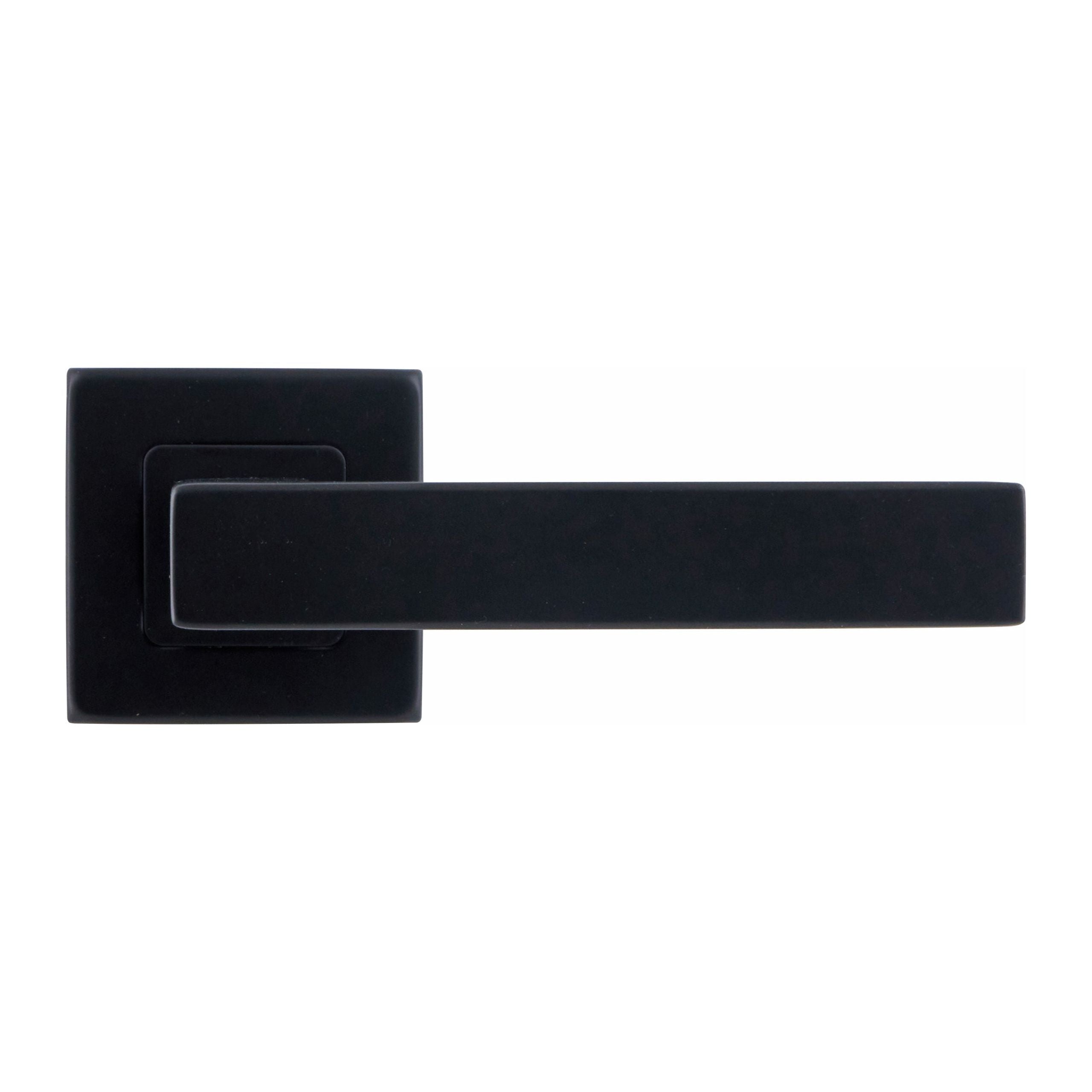 Eclipse - Precision Square Lever Door Handle on Square Rose - Matt Bla