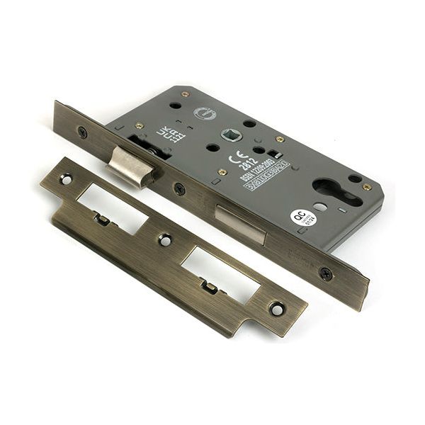 From The Anvil - Aged Brass Euro Din Sash Lock - 60mm Backset/72mm Cen