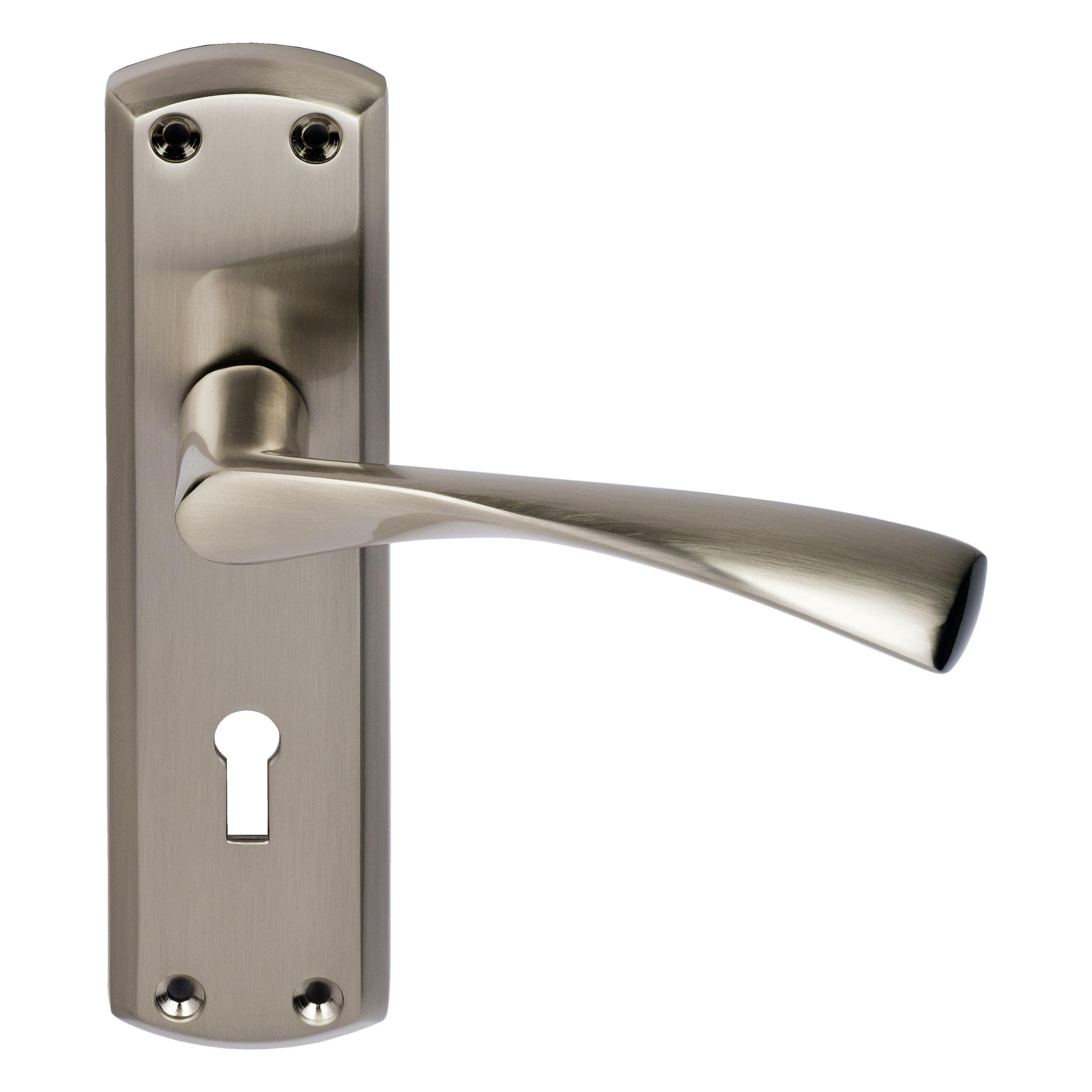 Eclipse - Monza Lever Lock Door Handle on Backplate Set - Satin Nickel