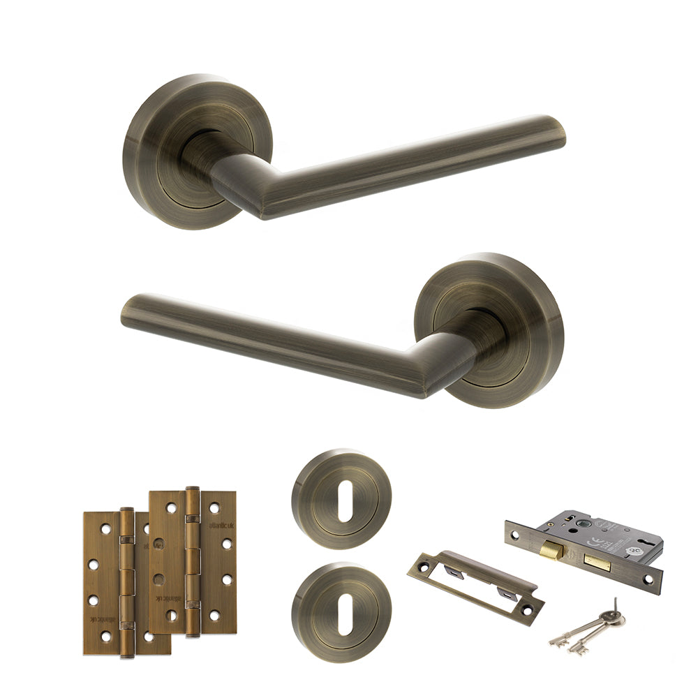 STATUS Alabama Door Handle Pack (3 Lever Lock Set - 3" CE Sashlock, 4"