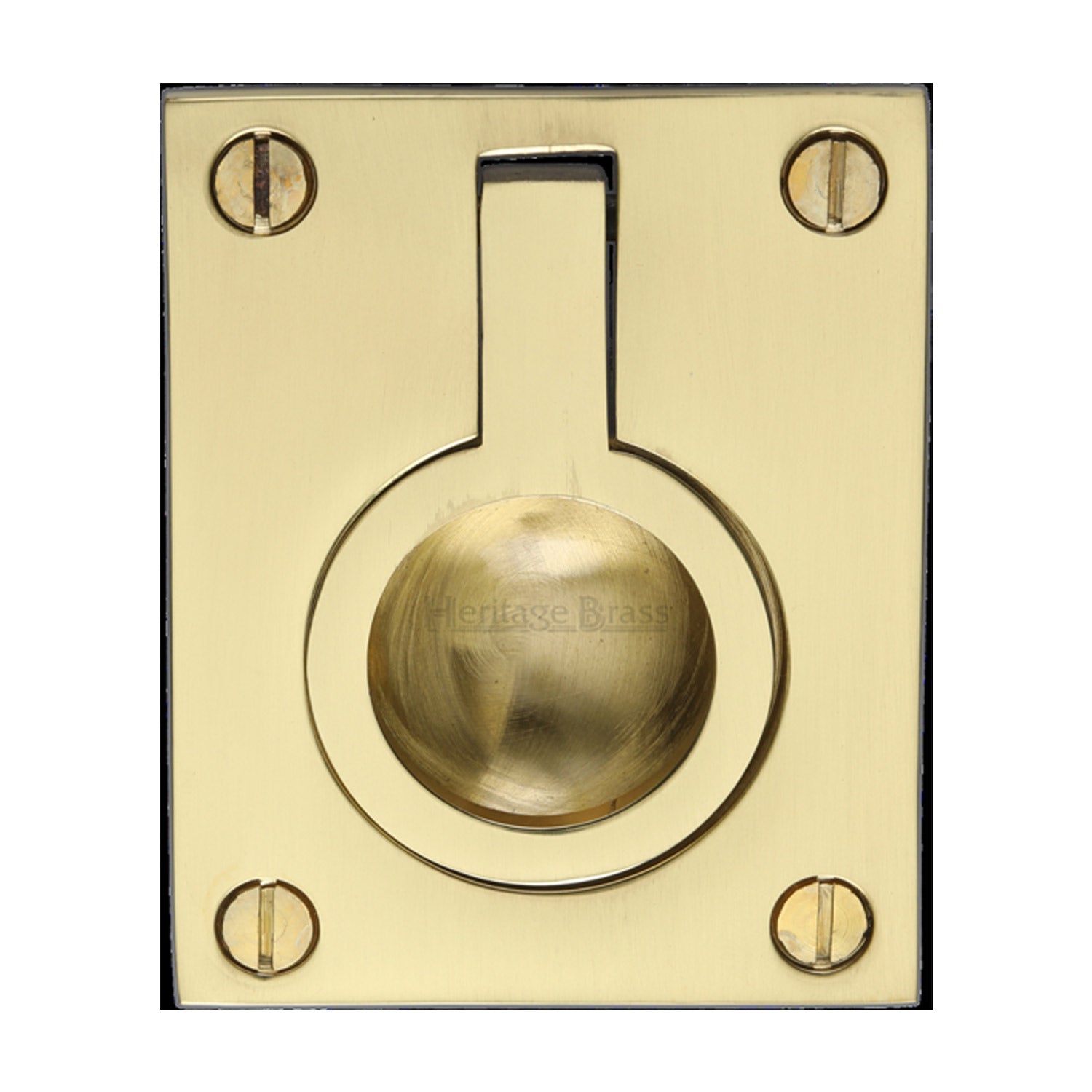 Heritage Brass Cabinet Pull Flush Ring Design 50mm Polished Brass fini