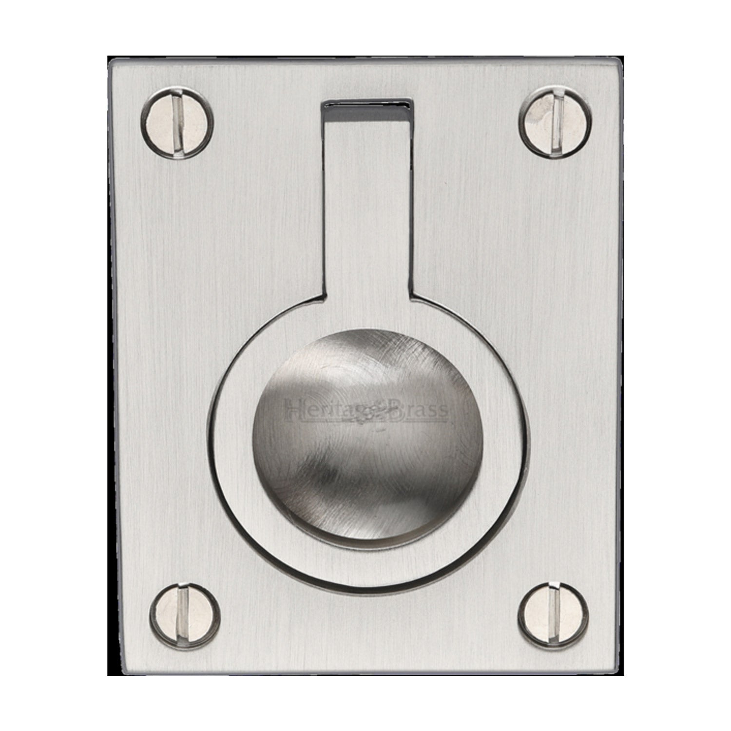 Heritage Brass Cabinet Pull Flush Ring Design 50mm Satin Nickel finish