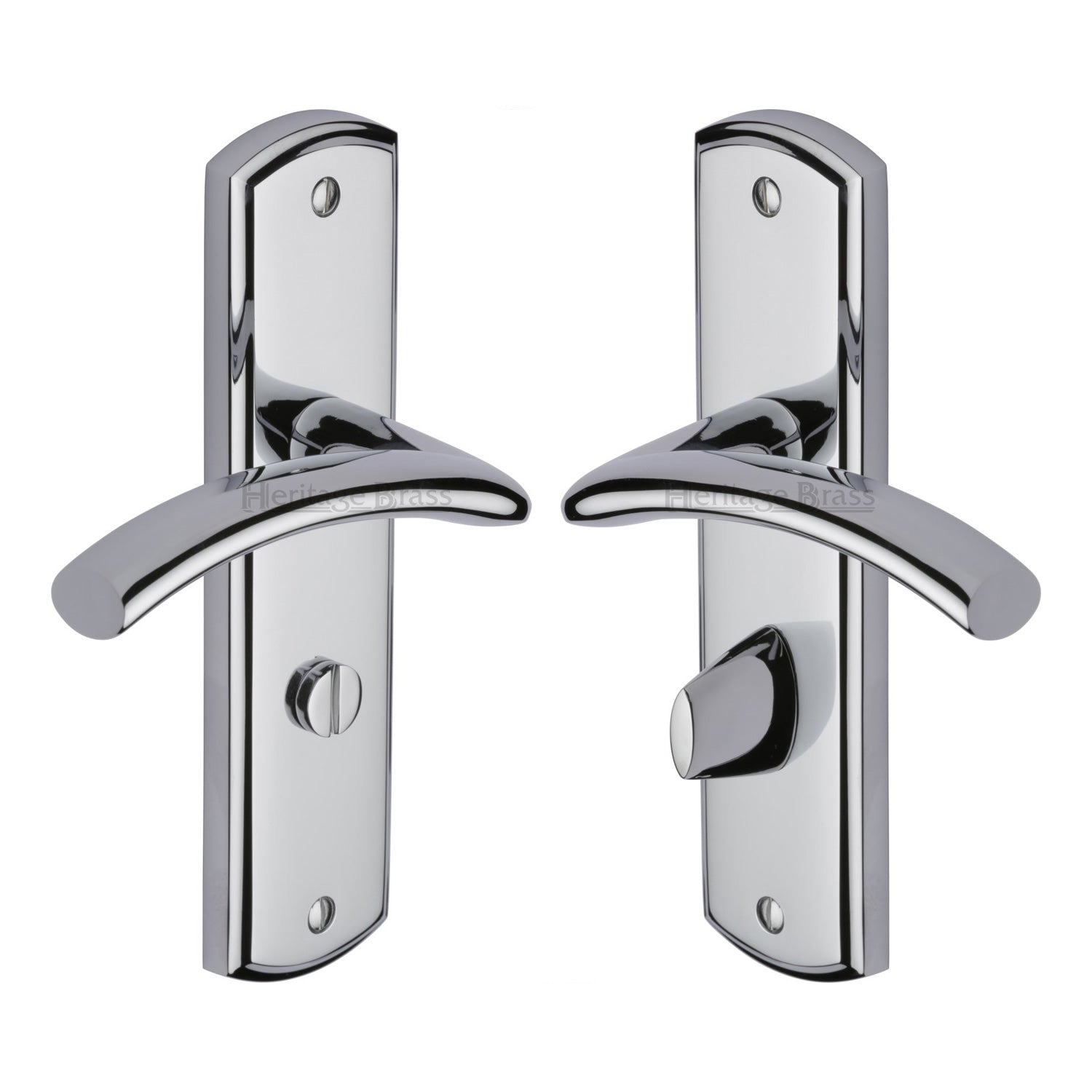 Heritage Brass Door Handle for Bathroom Centaur Design Polished Chrome