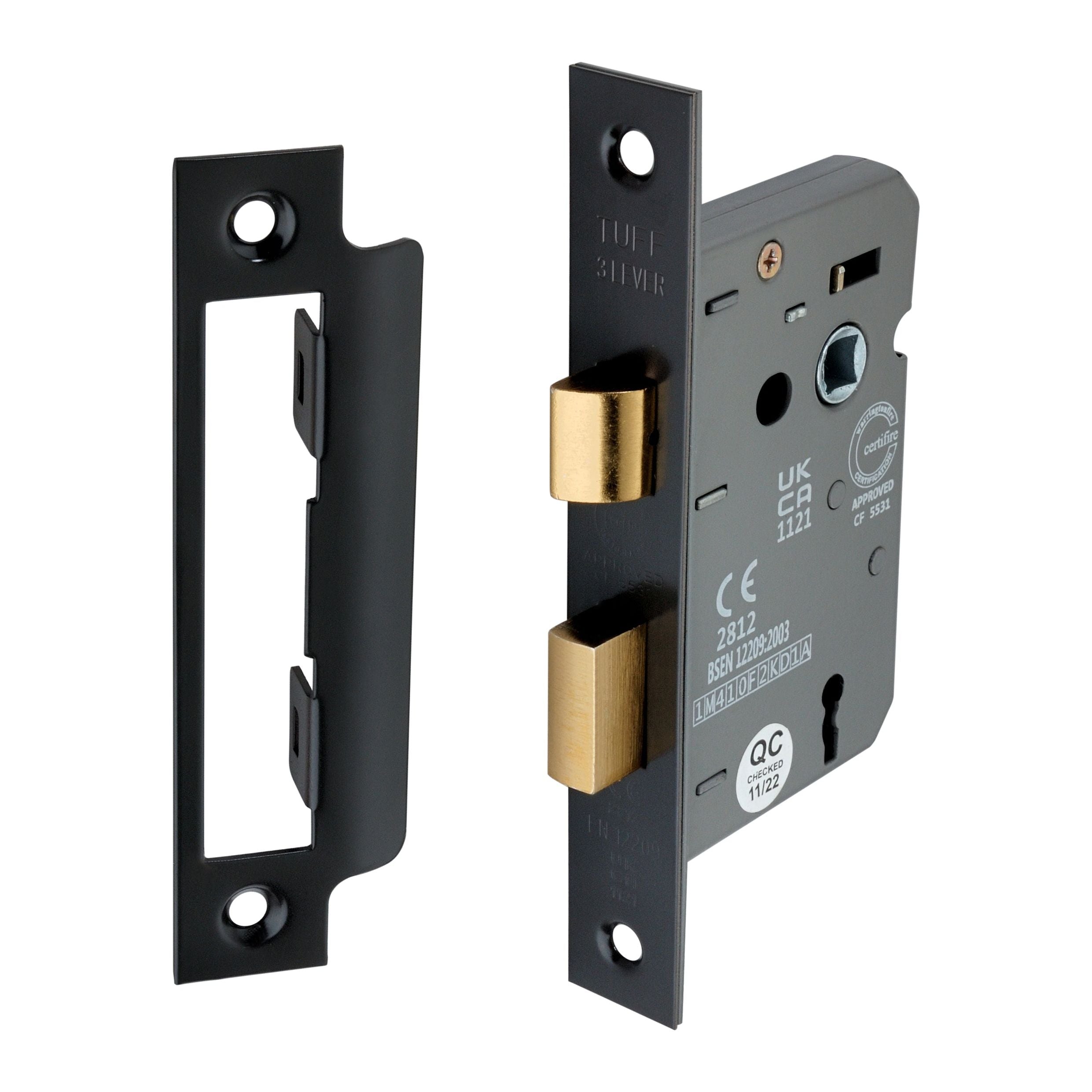 Spira Brass - 3" CE 3 Lever Mortice Sash Lock FD60 - Gunmetal Grey - L