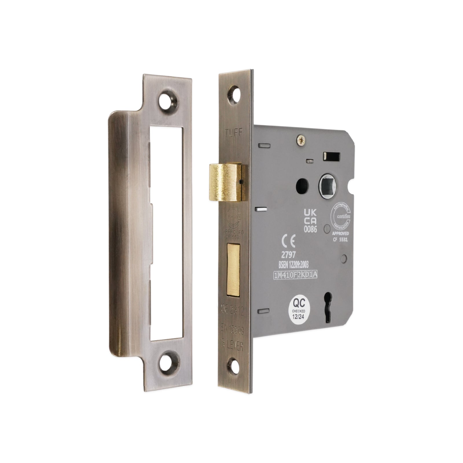 Spira Brass - 3" CE 3 Lever Mortice Sash Lock FD60 - Aged Brass - LAL1