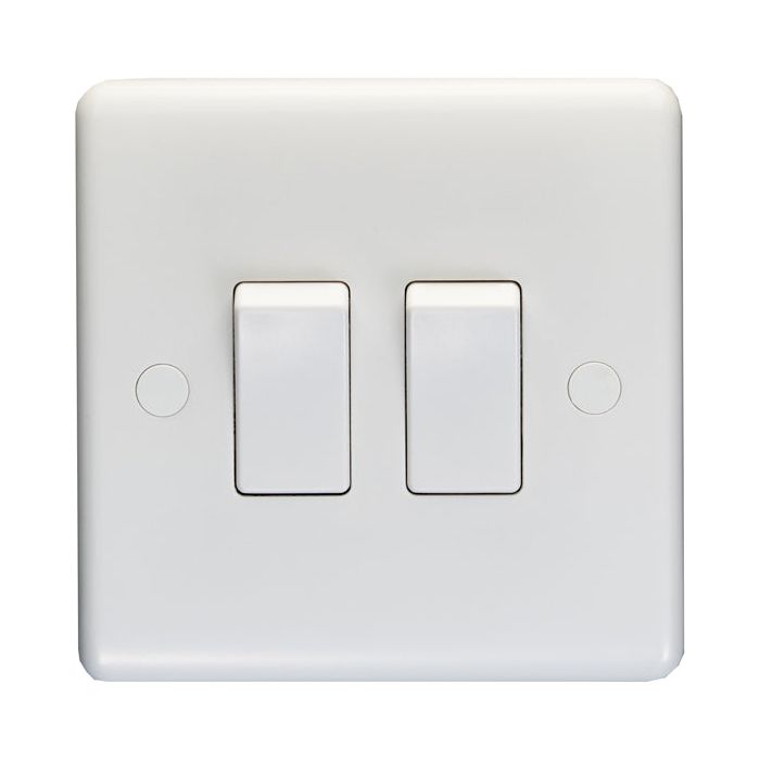 Eurolite Enhance White Plastic 2 Gang Switch - White - PL3022