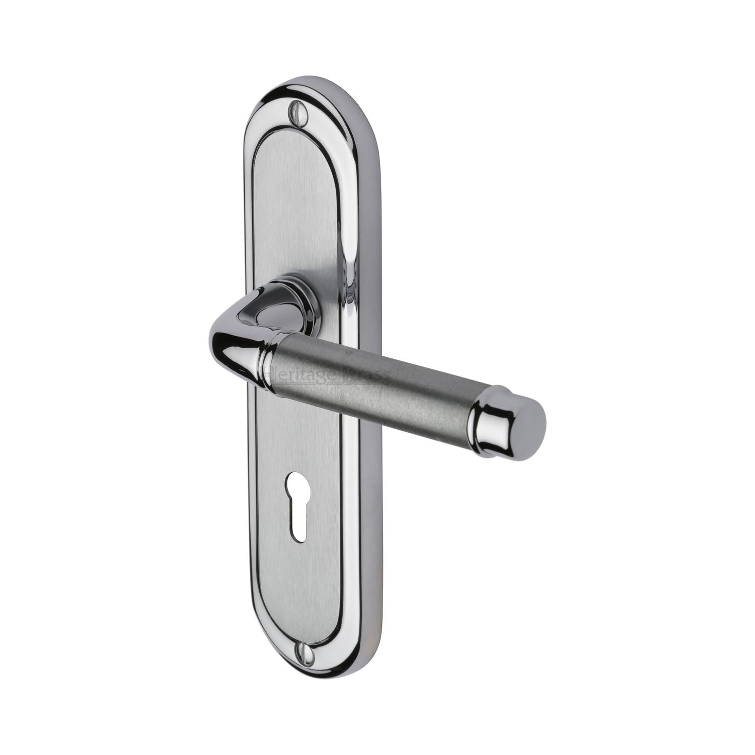 Heritage Brass Door Handle Lever Lock Saturn Design Apollo finish - SA