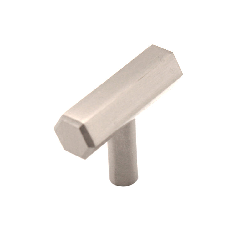 Spira Brass - Hexagonal T bar Cupboard Pull - Satin Silver - SB2313SS