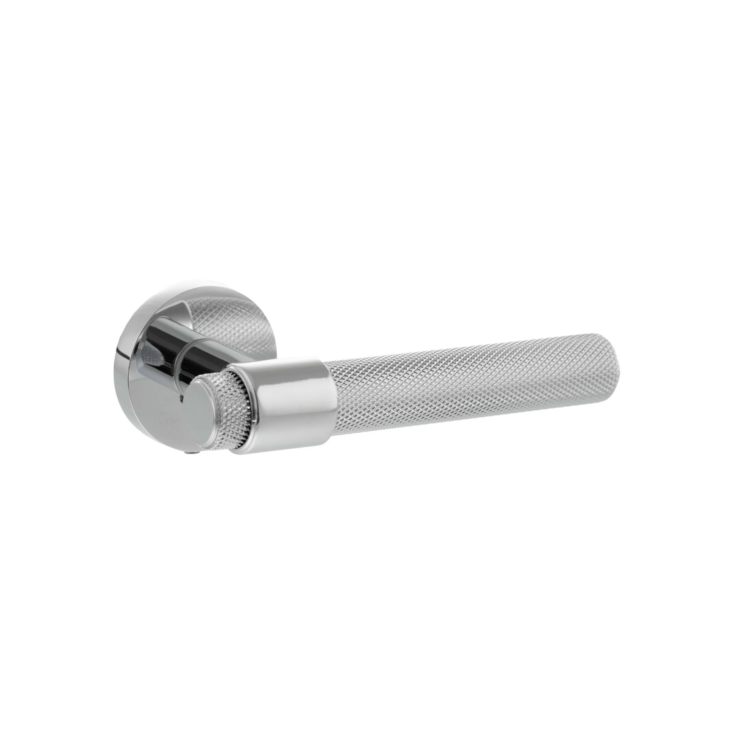 Senza Pari Andretta Knurled Lever Door Handle on Minimal Round Rose