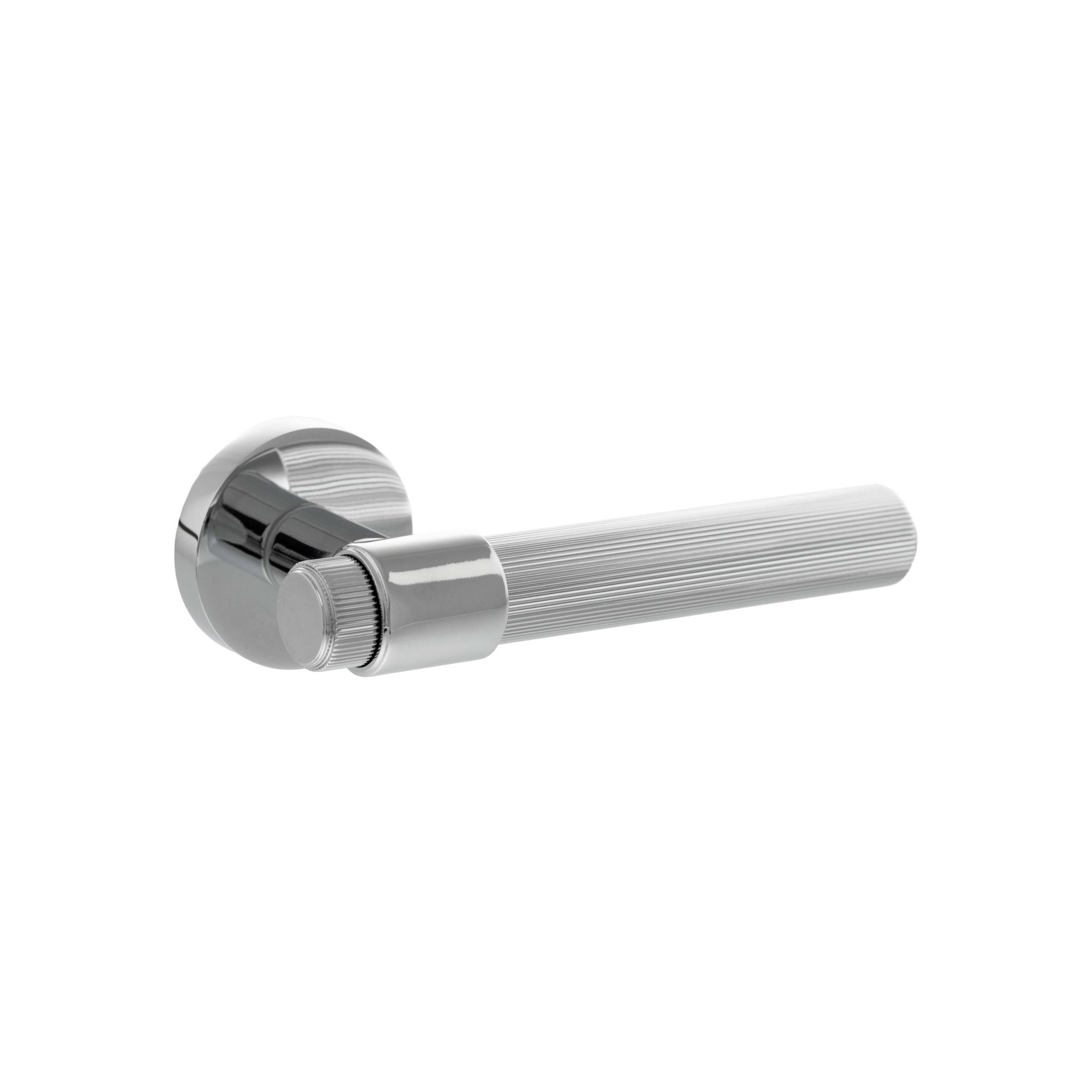 Senza Pari Fasana Linear Knurled Lever Door Handle on Minimal Round Ro