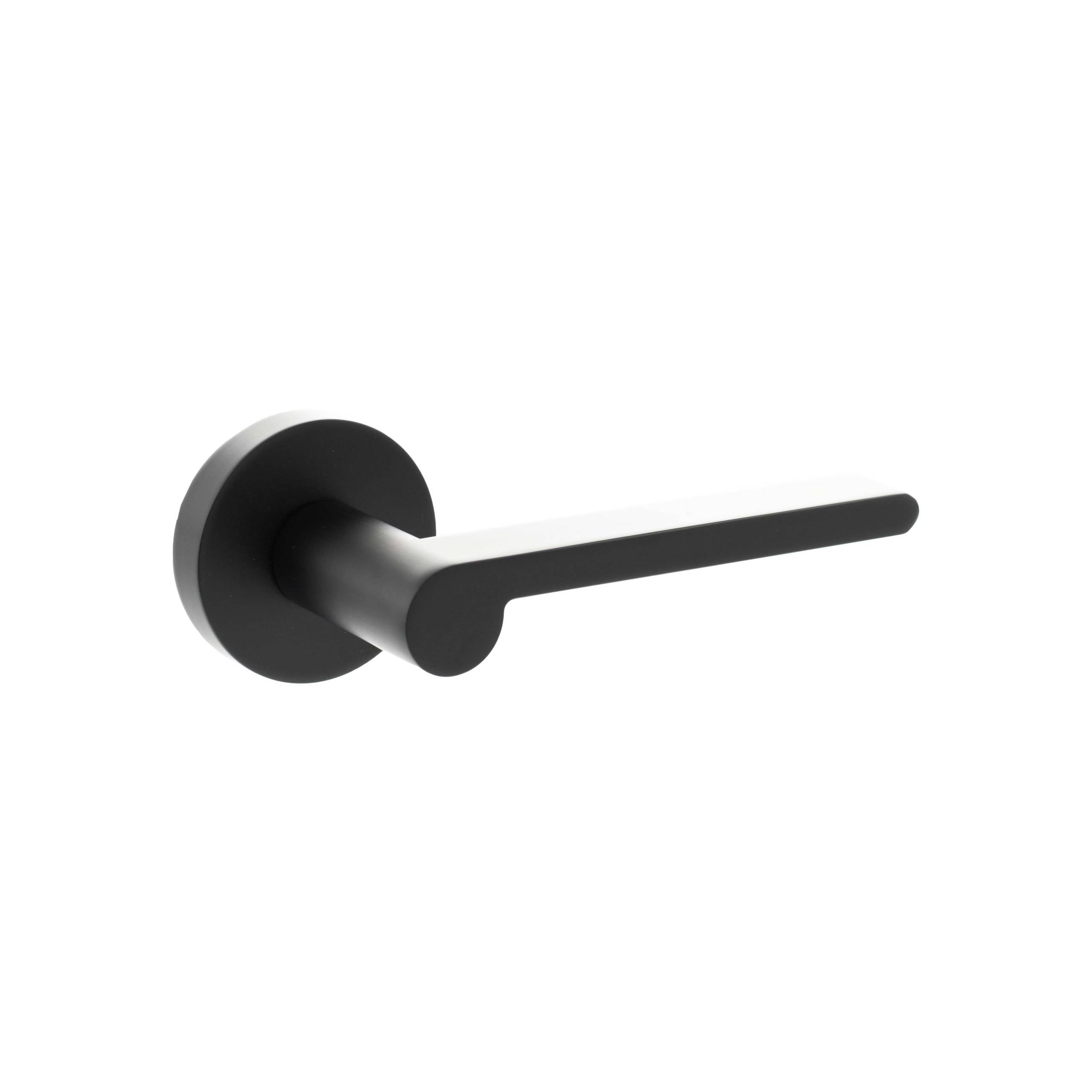Senza Pari Darrio Lever Door Handle on Round Rose - Matt Black - SPRO2