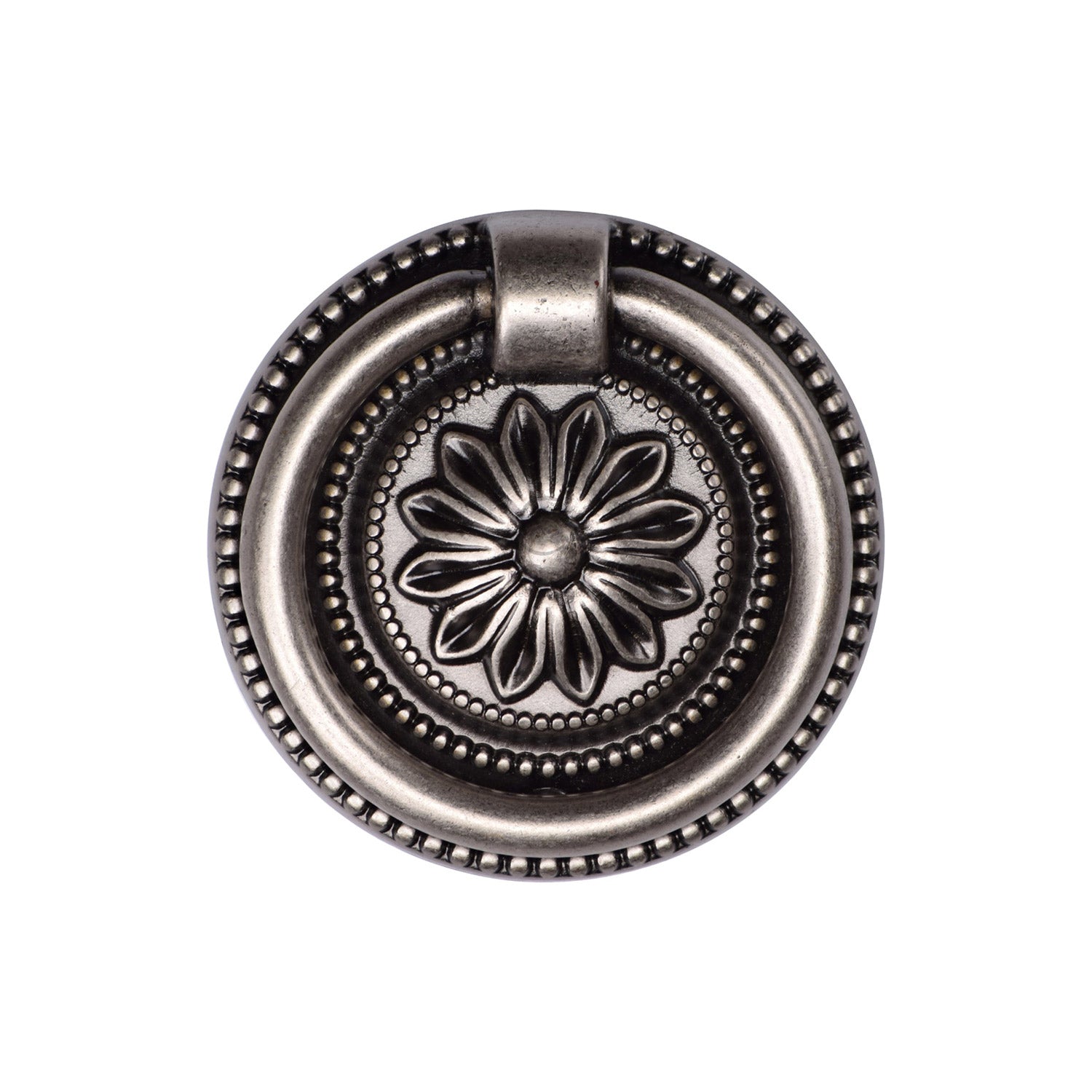 Floral Ring Pull 55mm Distressed Pewter Finish - TK2224-055-DPW