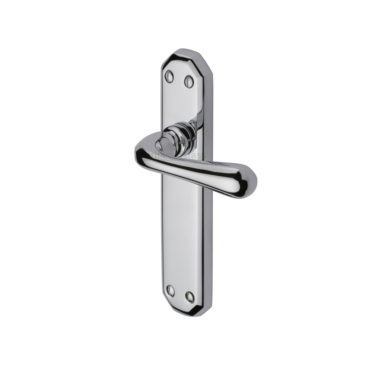 Heritage Brass Door Handle Lever Latch Charlbury Design Polished Chrom
