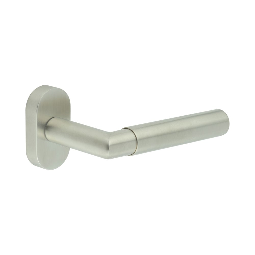 CR-102 Satin Stainless Steel Multi Point Oval Rose Door Handle - CR-10