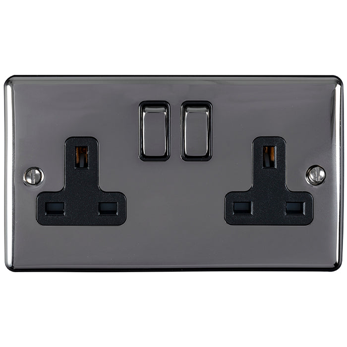 Eurolite Enhance Decorative 2 Gang Socket - Black Nickel - EN2SOBNB