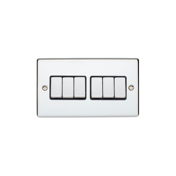 Eurolite Enhance Decorative 6 Gang Switch - Polished Chrome - EN6SWPCB