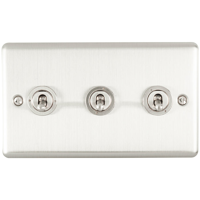 Eurolite Enhance Decorative 3 Gang Toggle Switch - Satin Stainless - E