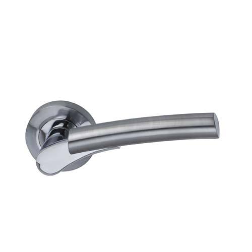 Darcel - Hettie Door Lever Handle On Round Rose, Satin Chrome/Polished