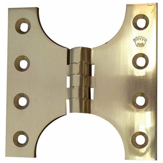 102 x 124 x 4mm Crown Parliament Projection Hinges - Polished Brass