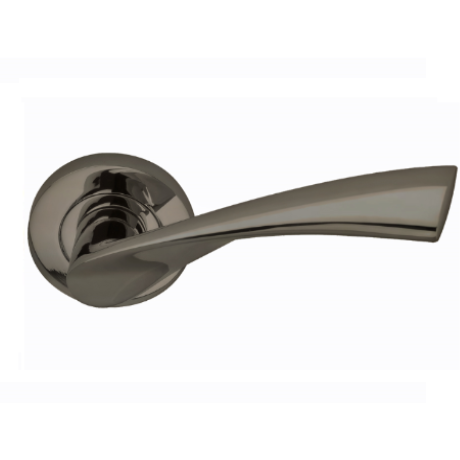 Darcel - Yvette Door Lever Handle On Round Rose, Black Nickel - DCYVE-