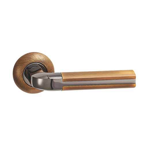 Darcel - Zara Door Lever Handle On Round Rose, Black Nickel/Coffee - D